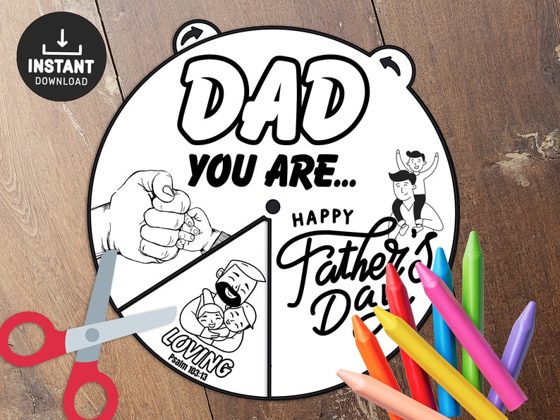 Father's Day Coloring Wheel, Bible Craft for Dad, Sunday School Craft ...
