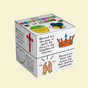 Beatitudes Coloring Cube, Printable Bible Verse Activity, Watercolor ...