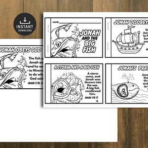 Jonah and the Whale Mini Book, Bible Lesson Kids, Bible Lesson, Memory ...