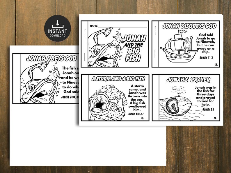 Jonah and the Whale Mini Book, Bible Lesson Kids, Bible Lesson, Memory ...