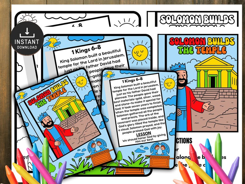 King Solomon Builds the Temple Mini Book, Kids Bible Lesson, Sunday ...
