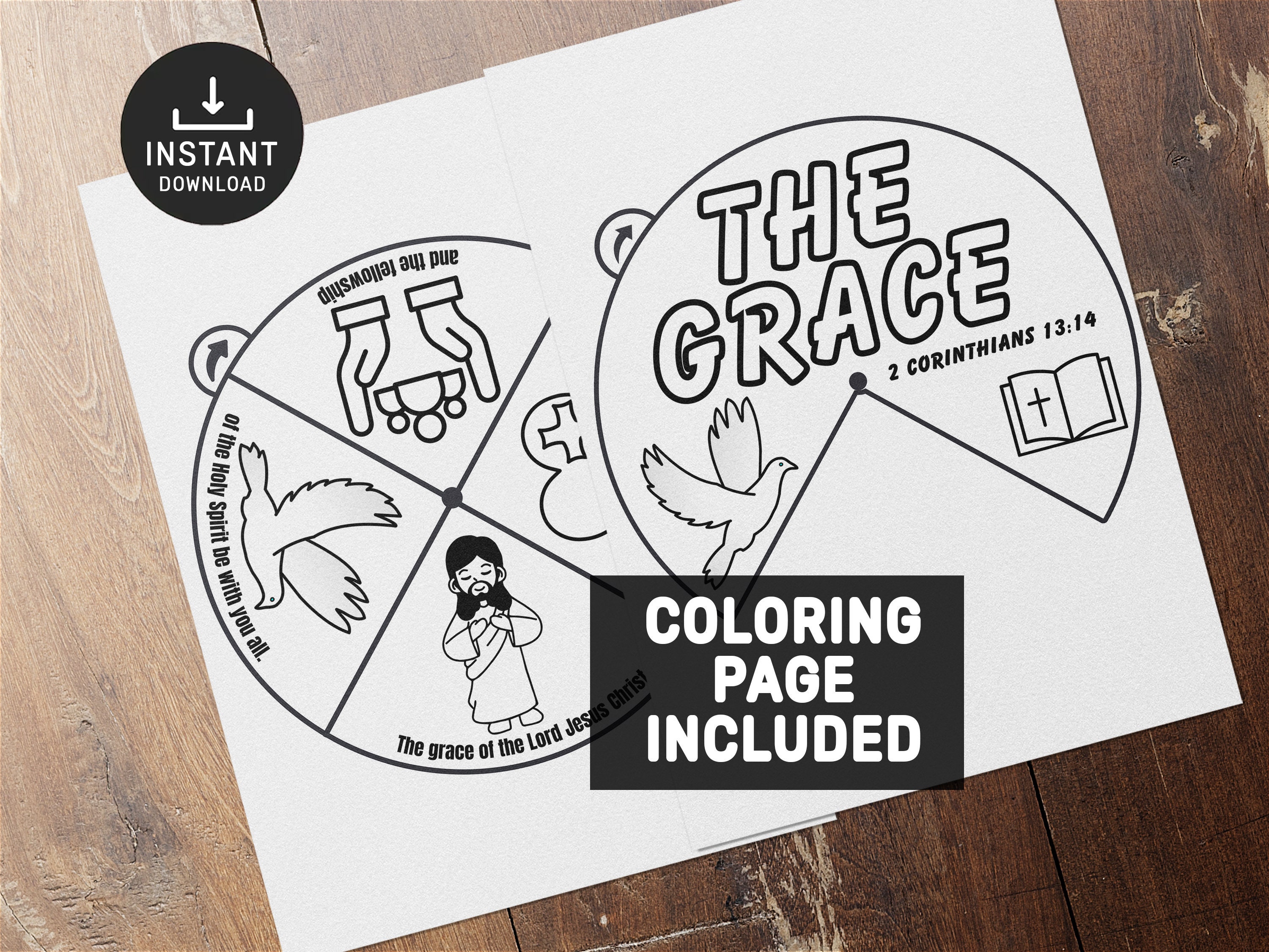 The Grace Prayer Coloring Wheel, Bible Activity, Kids Bible Lesson ...