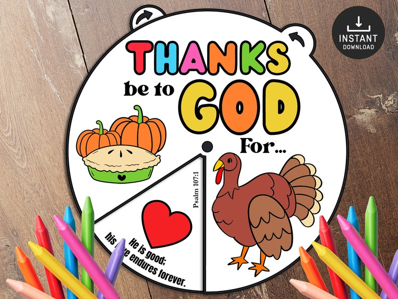 Thanks Be to God Coloring Wheel, Thanksgiving, Scripture, Bible ...
