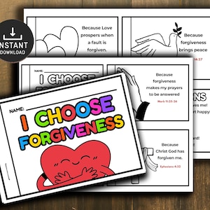 Forgiveness Scripture Mini Book, Printable Bible Activity, Forgiveness ...
