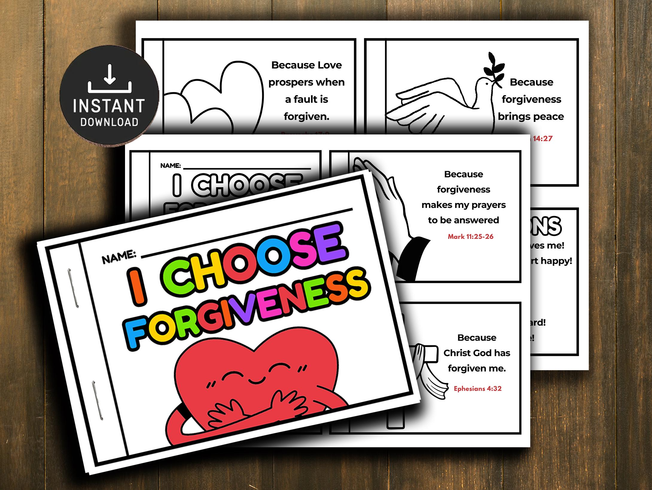 Forgiveness Scripture Mini Book, Printable Bible Activity, Forgiveness ...
