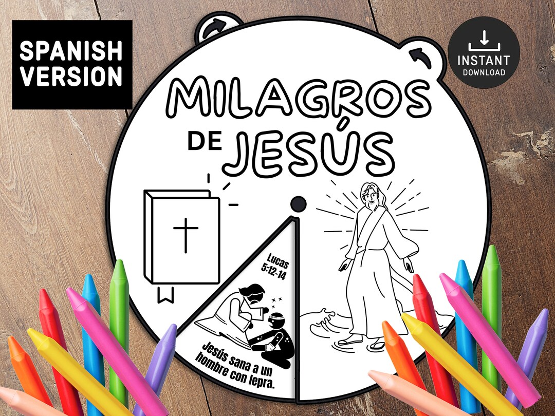 Jesus Miracles Coloring Wheel, Printable Bible Verse Activity, Kids ...