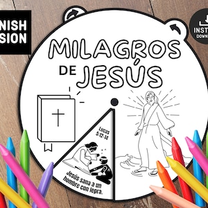 Jesus Miracles Coloring Wheel, Printable Bible Verse Activity, Kids ...