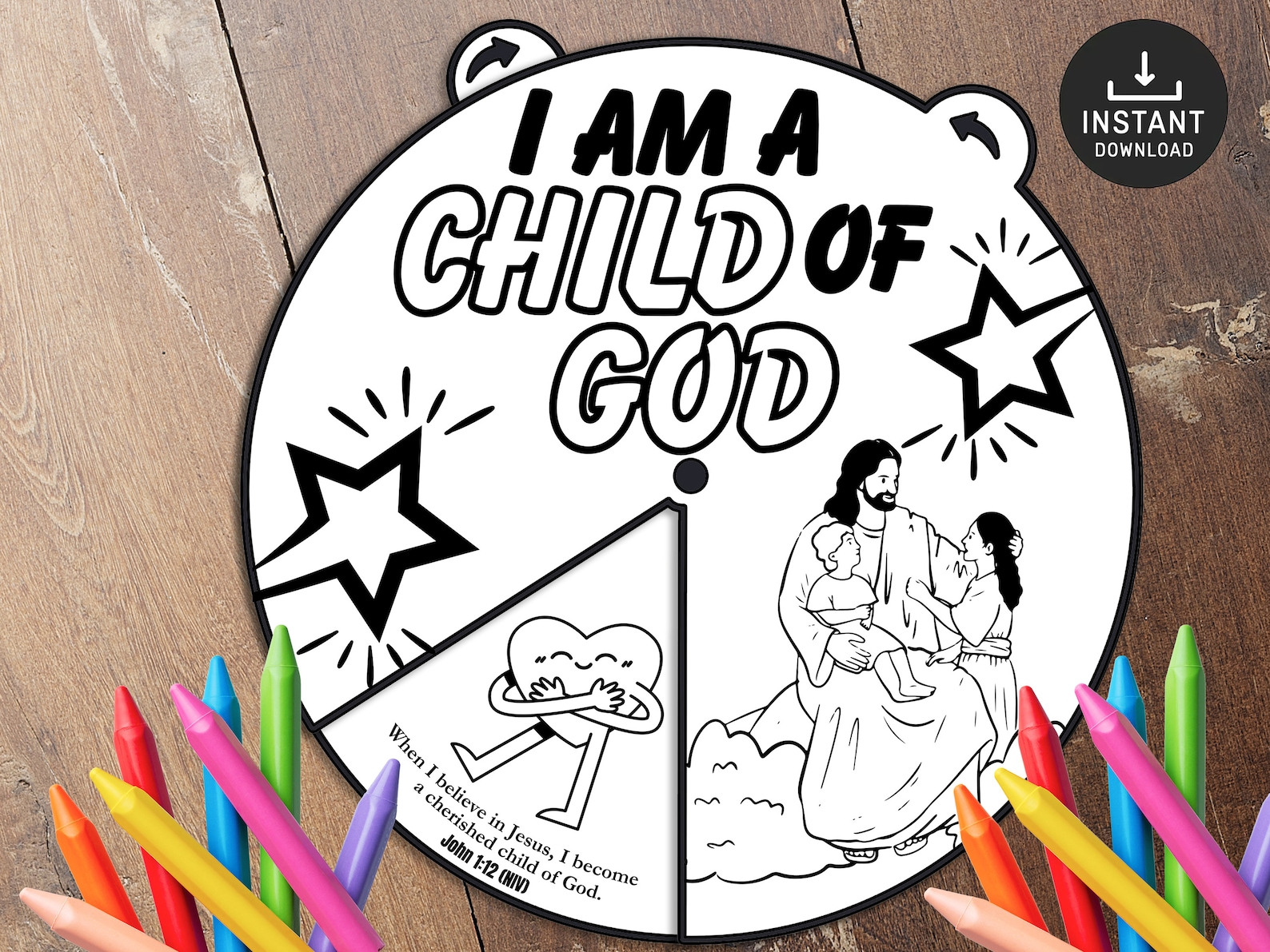 I Am a Child of God Coloring Wheel, Bible Activity, Kids Bible Lesson ...