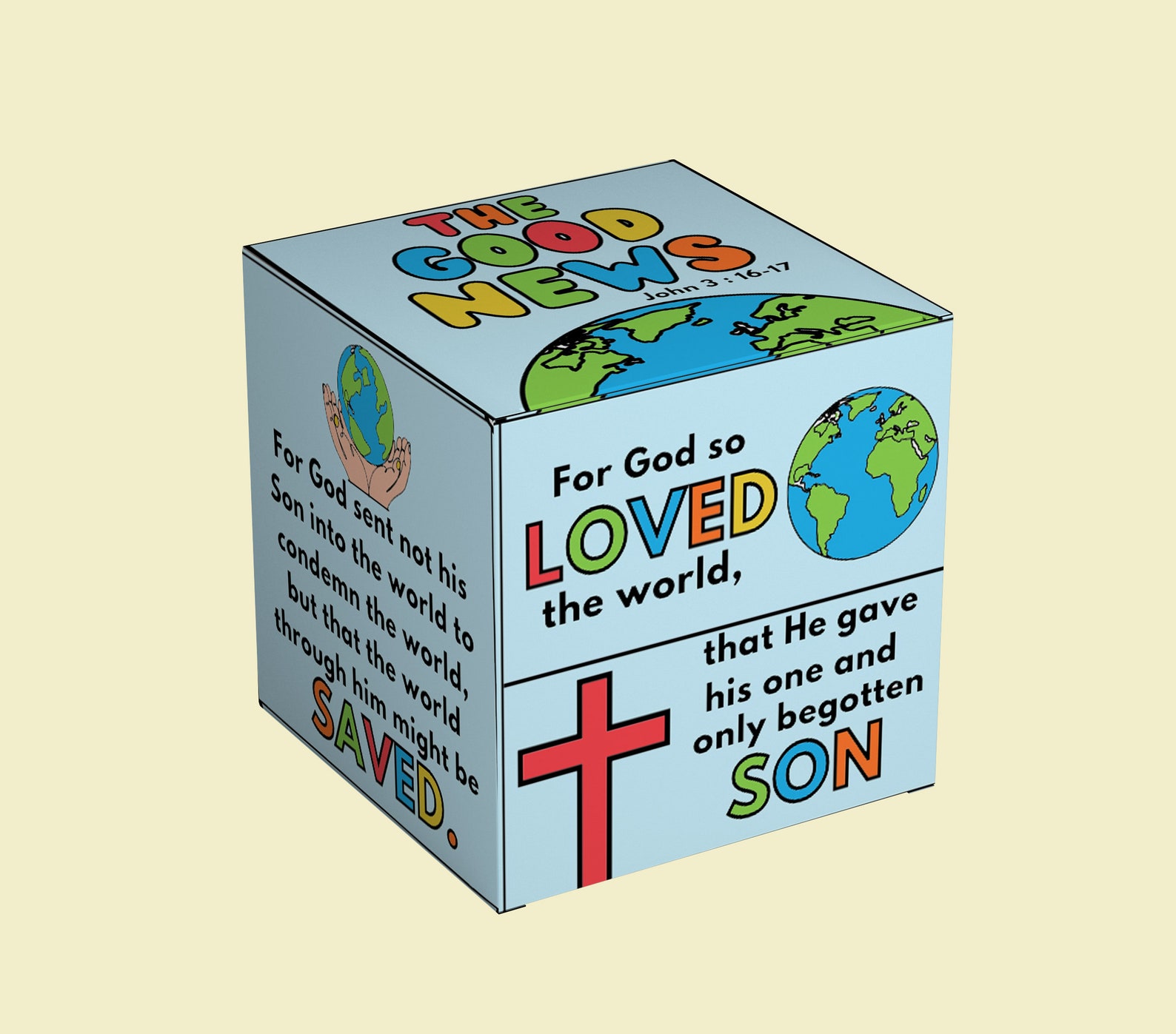 The Good News John 3:16 Coloring Cube, Bible Activity, Gospel, Kids ...