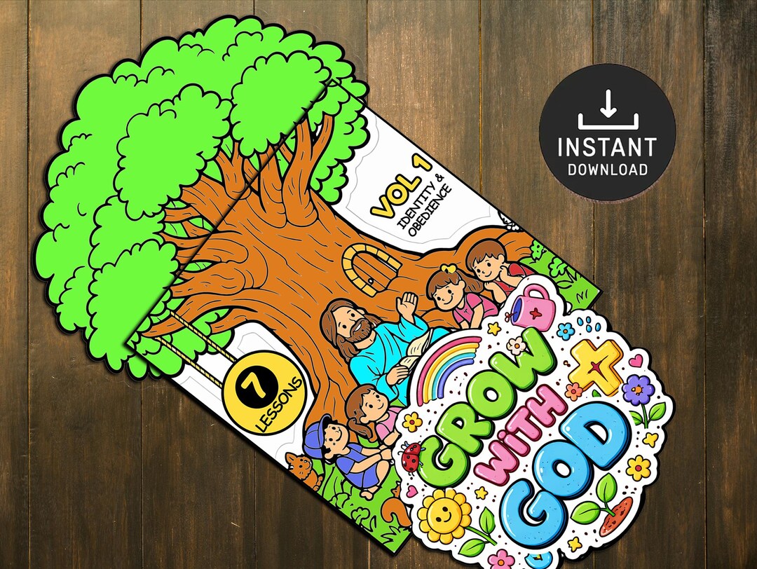 Grow With God Mini Book, Sunday School Lesson Series for Kids, Digital ...