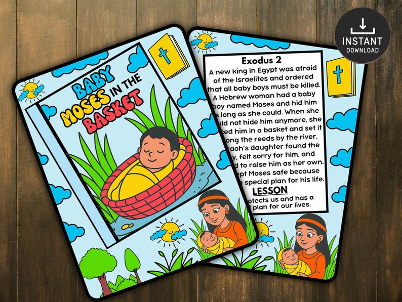 The Birth of Moses Mini Book, Kids Bible Lesson, Sunday School, Bible ...