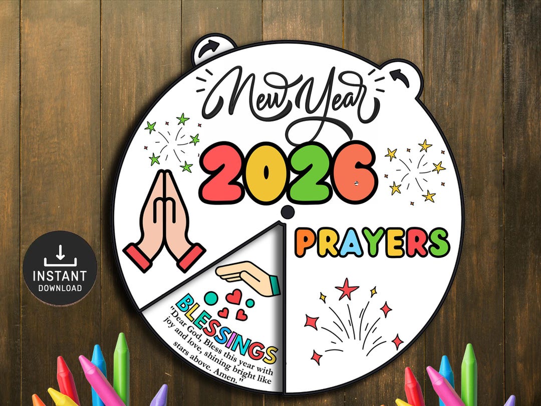 New Year 2026 Prayers Coloring Wheel, Bible Activity, Memory Game ...