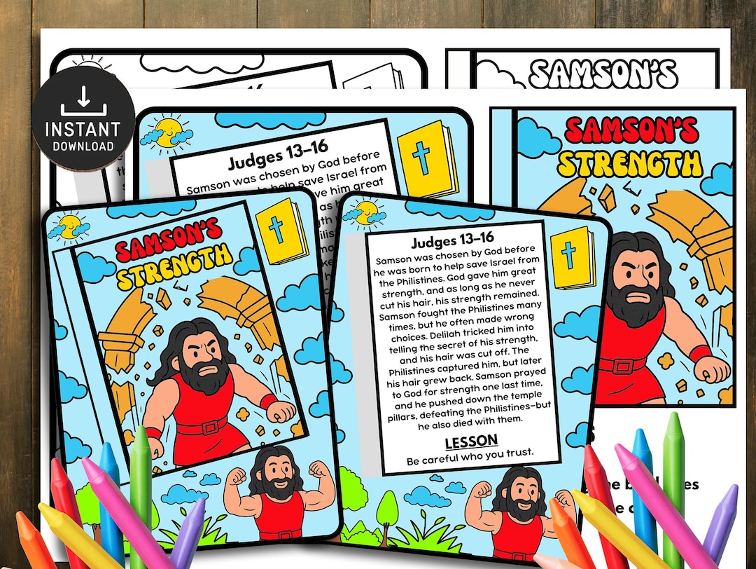 Samson Strength Mini Book, Sunday School Craft, Bible Craft for Kids ...