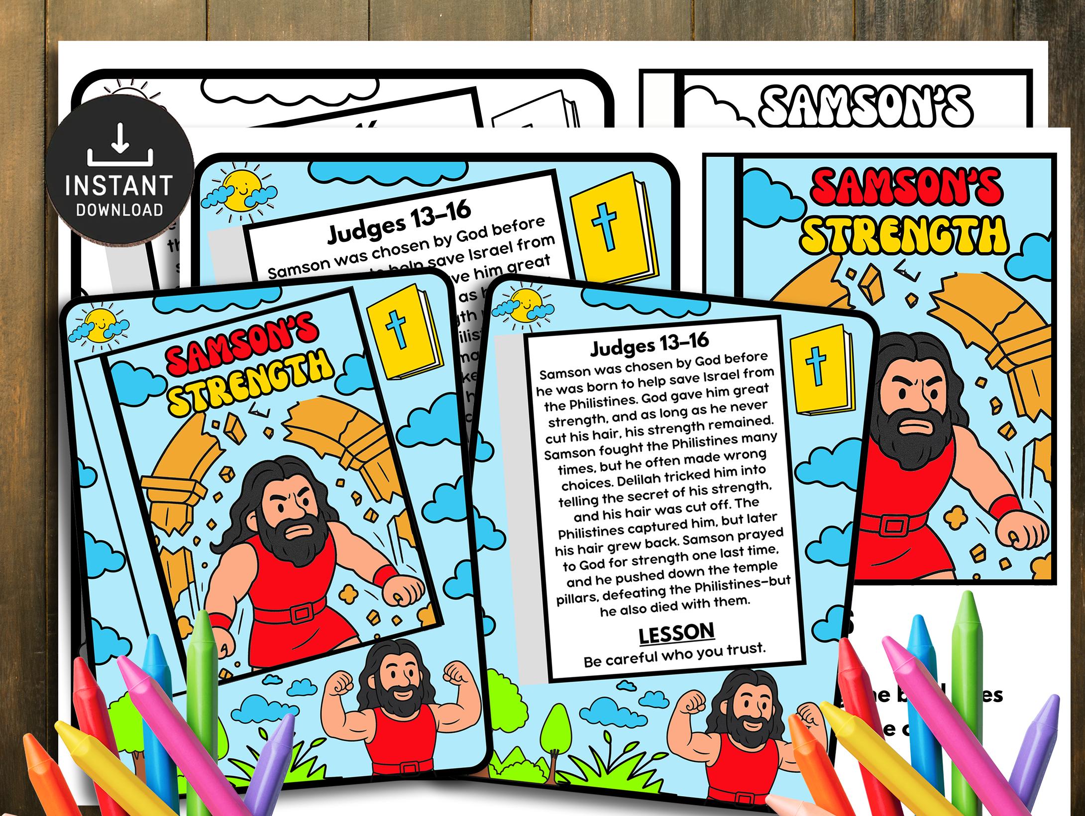 Samson Strength Mini Book, Sunday School Craft, Bible Craft for Kids ...