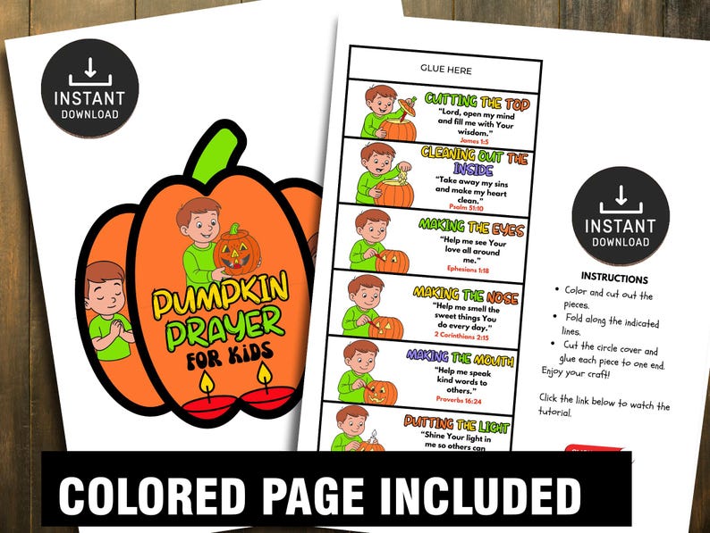 Pumpkin Prayer Craft, Halloween Bible Lesson, Sunday School (digital ...