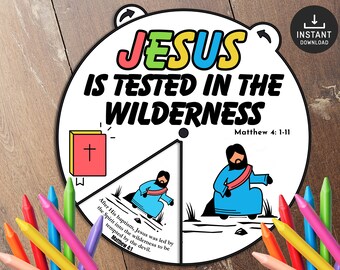 Jesus is Tempted in the Wilderness Coloring Wheel, Matthew 4:1-11 Bible ...