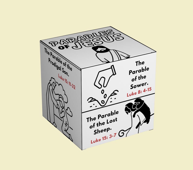 Parables of Jesus Coloring Cube, Printable Bible Verse Activity, Kids ...