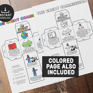 The Great Commission Coloring Cube, Printable Bible Activity, Kids ...