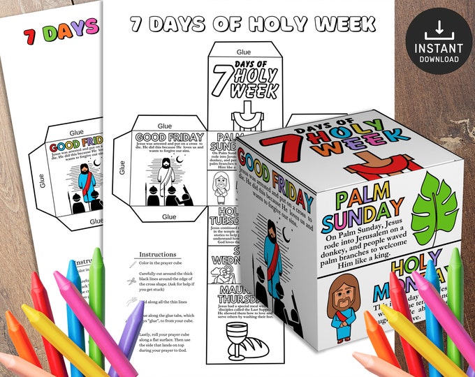Easter Story Coloring Cube, Printable Bible Verse Activity, Easter ...