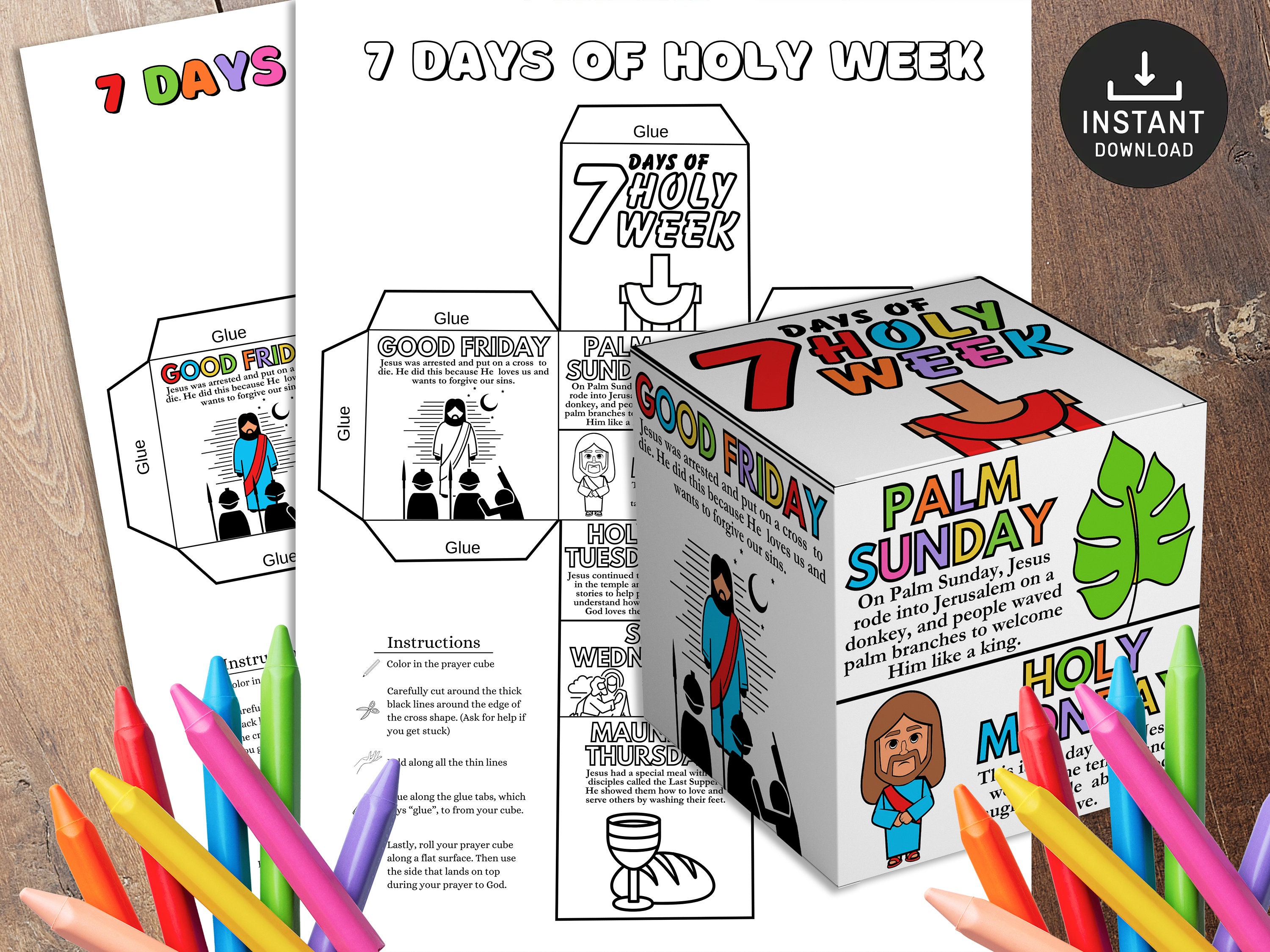 Easter Story Coloring Cube, Easter Bible Story Sunday School Craft ...