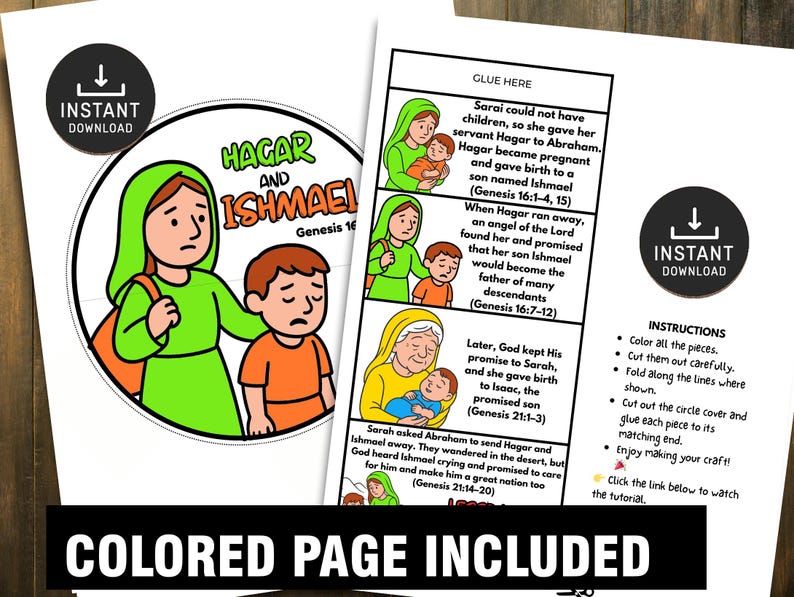 Hagar and Ishmael Bible Story Craft, Folding Surprise (digital Download ...