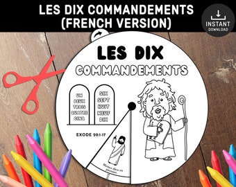 Ten Commandments Coloring Wheel, Printable Bible Activity, Watercolor ...