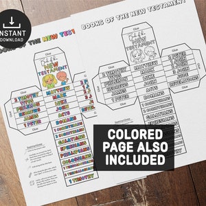 Books of the Bible, New Testament Coloring Cube, Printable Bible ...