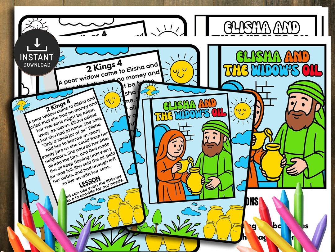 Elisha and the Widow's Oil Mini Book, Bible Lesson, Sunday School ...
