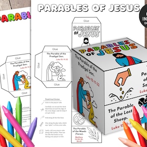 Parables of Jesus Coloring Cube, Printable Bible Verse Activity, Kids ...