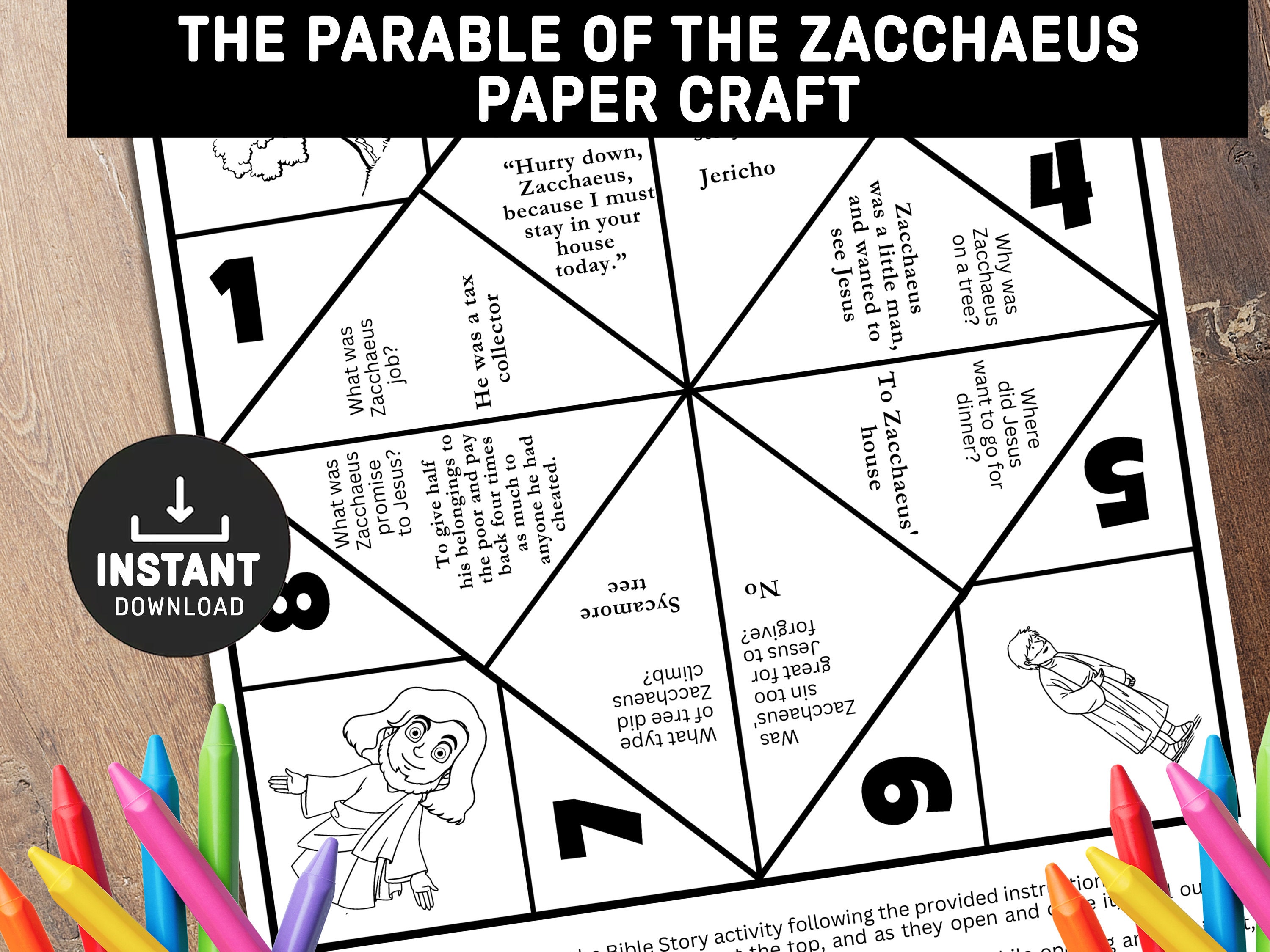 Zacchaeus Craft Fortune Teller Cootie Catcher Zacchaeus the - Etsy