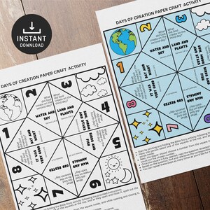 Days of Creation Paper Craft, Bible Story Activity, Sunday School Craft ...