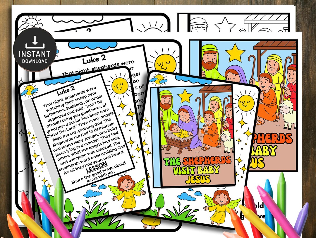 The Shepherds Visit Jesus Mini Book, Bible Lesson, Sunday School, Bible ...