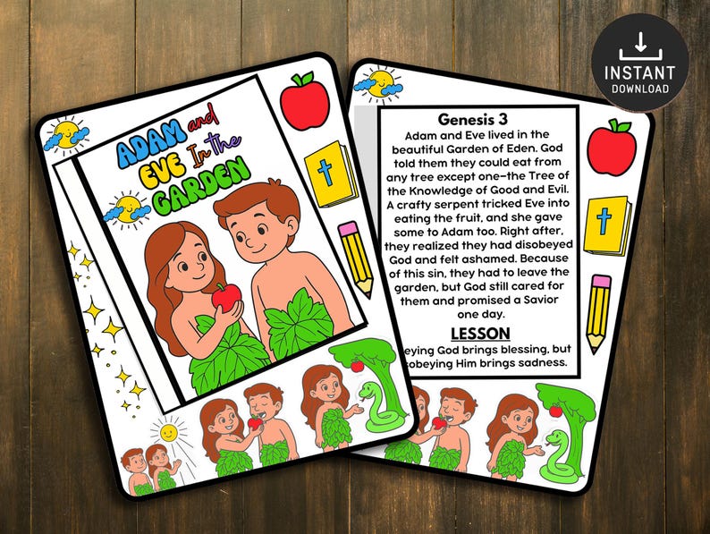 Adam and Eve Bible Story Mini Book Craft: Sunday School Activity ...