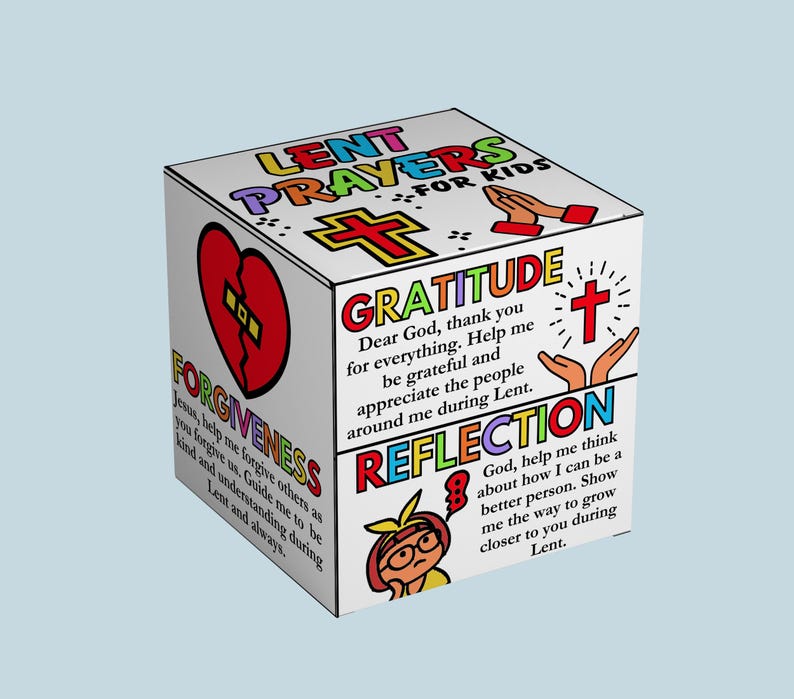 Lent Prayer Coloring Cube, Lent Activity for Kids, Ash Wednesday Bible ...