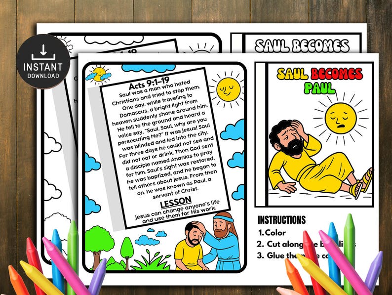 Saul to Paul Bible Story Mini Book, Sunday School Craft (digital ...
