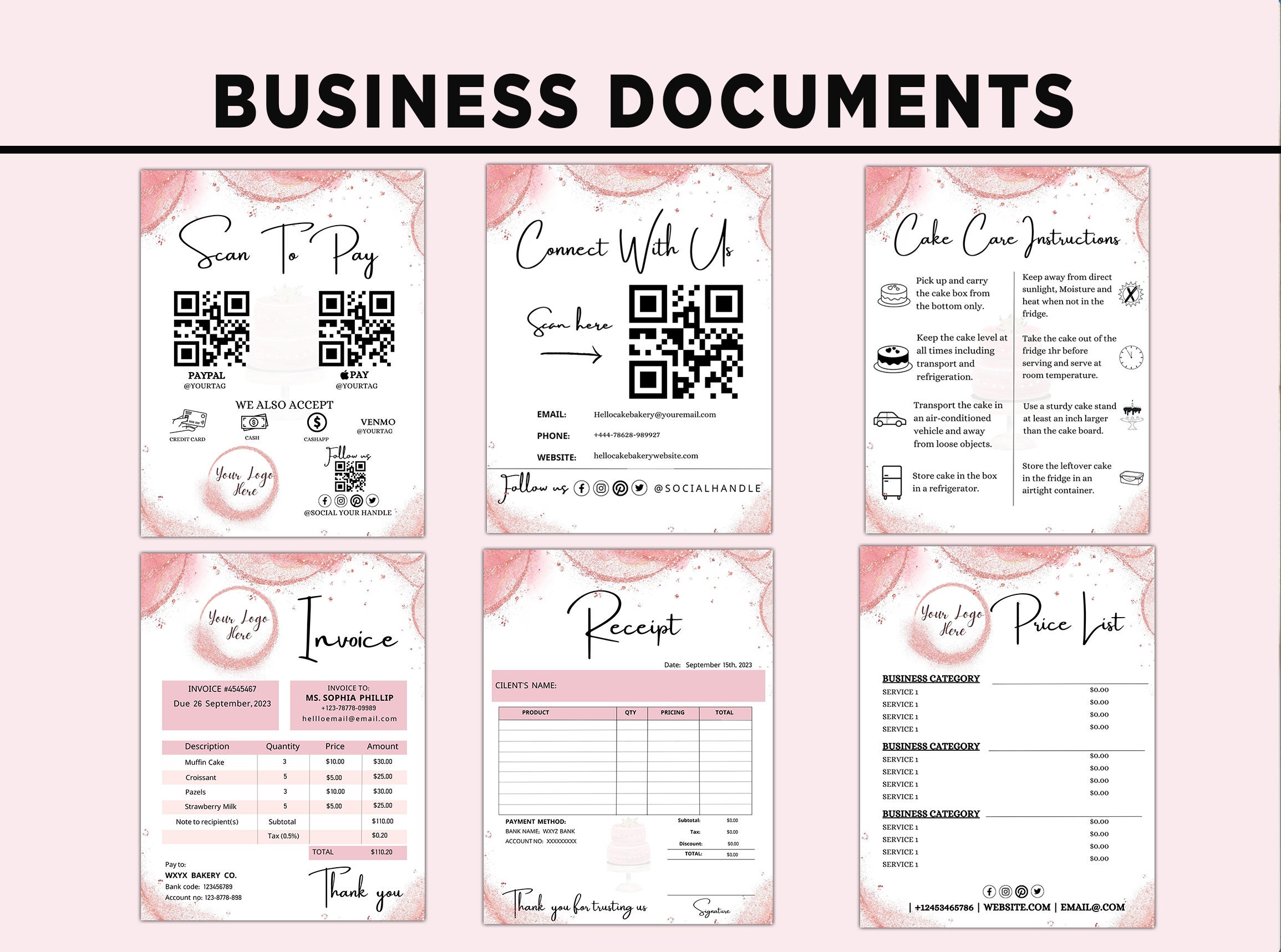 Bakery Branding Kit, Cake Business Bundle, Cake Pricelist, Bakery ...