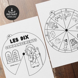 Ten Commandments Coloring Wheel, Bible Activity, Kids Bible Lesson ...
