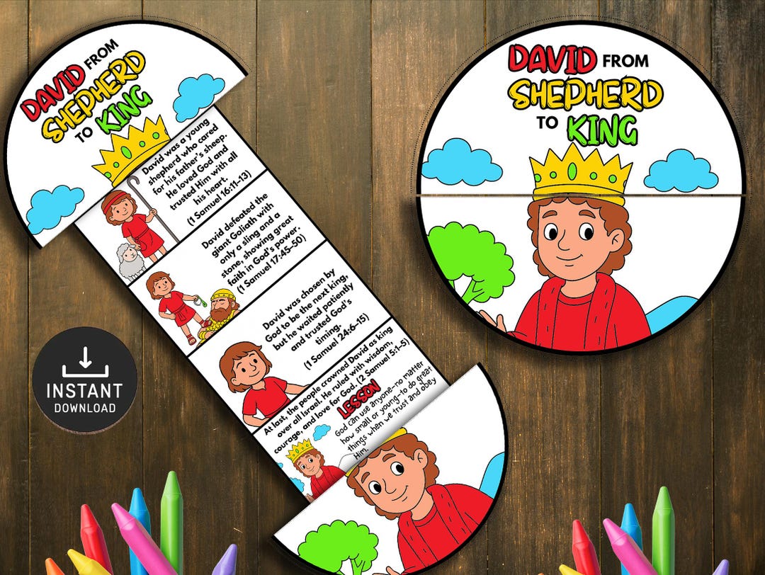 David From Shepherd to King Folding Surprise Bible Story Craft, Sunday ...