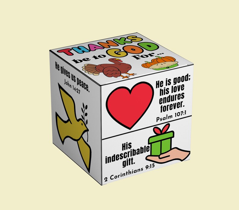 Thanks Be to God Coloring Cube, Thanksgiving, Scripture, Bible Activity ...