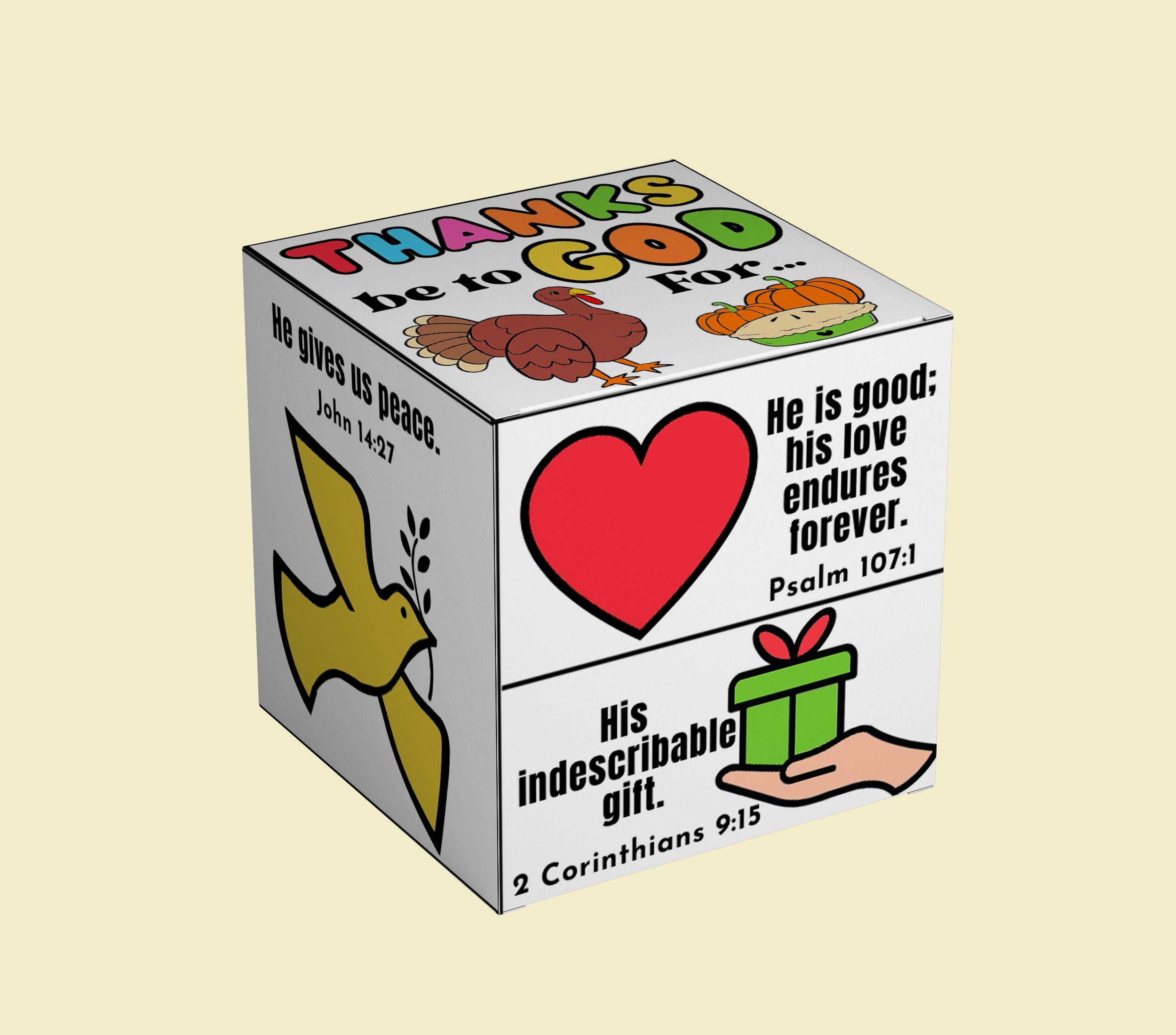 Thanks Be to God Coloring Cube, Thanksgiving, Scripture, Bible Activity ...