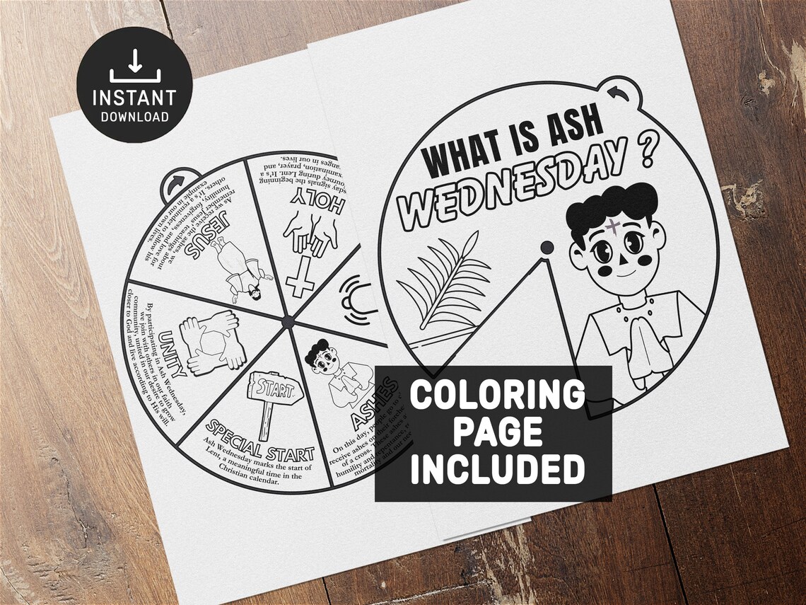 Ash Wednesday Coloring Wheel, Lent Activity for Kids, Ash Wednesday ...