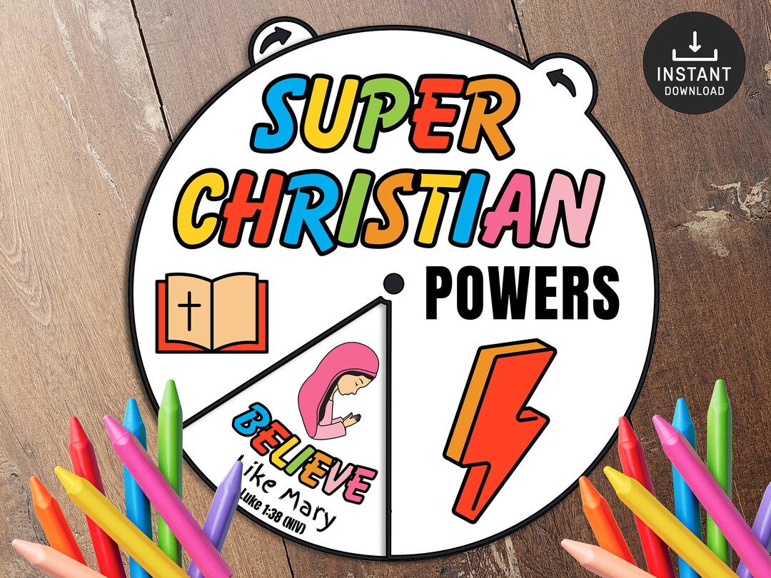 Super Christian Powers Coloring Wheel, Bible Activity, Kids Bible ...