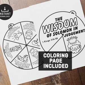 The Wisdom of Solomon Judgement Coloring Wheel, Bible Activity, Wisdom ...