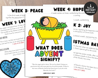 Advent Bible Lesson Christmas Craft Activity Printable for Kids, Kids ...