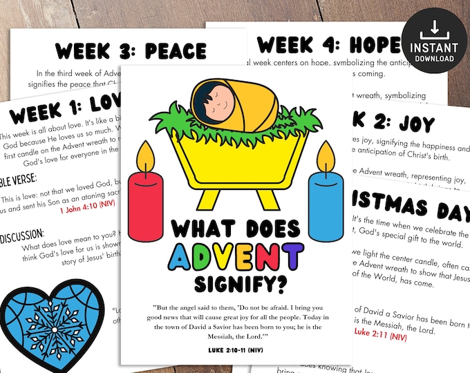 Advent Bible Lesson Christmas Craft Activity Printable for Kids, Kids ...