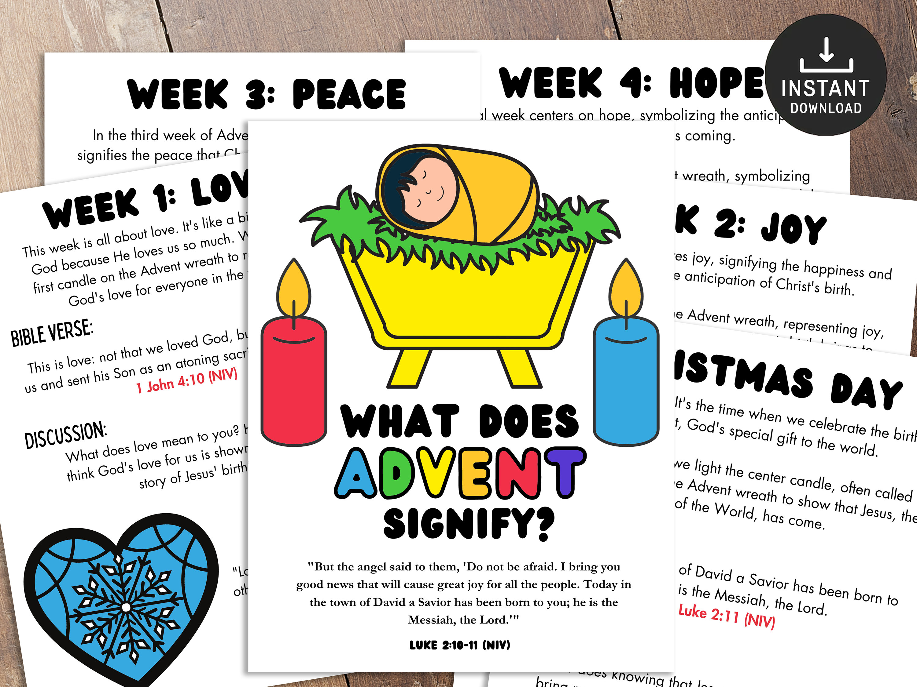 Advent Bible Lesson Christmas Craft Activity Printable for Kids, Kids ...