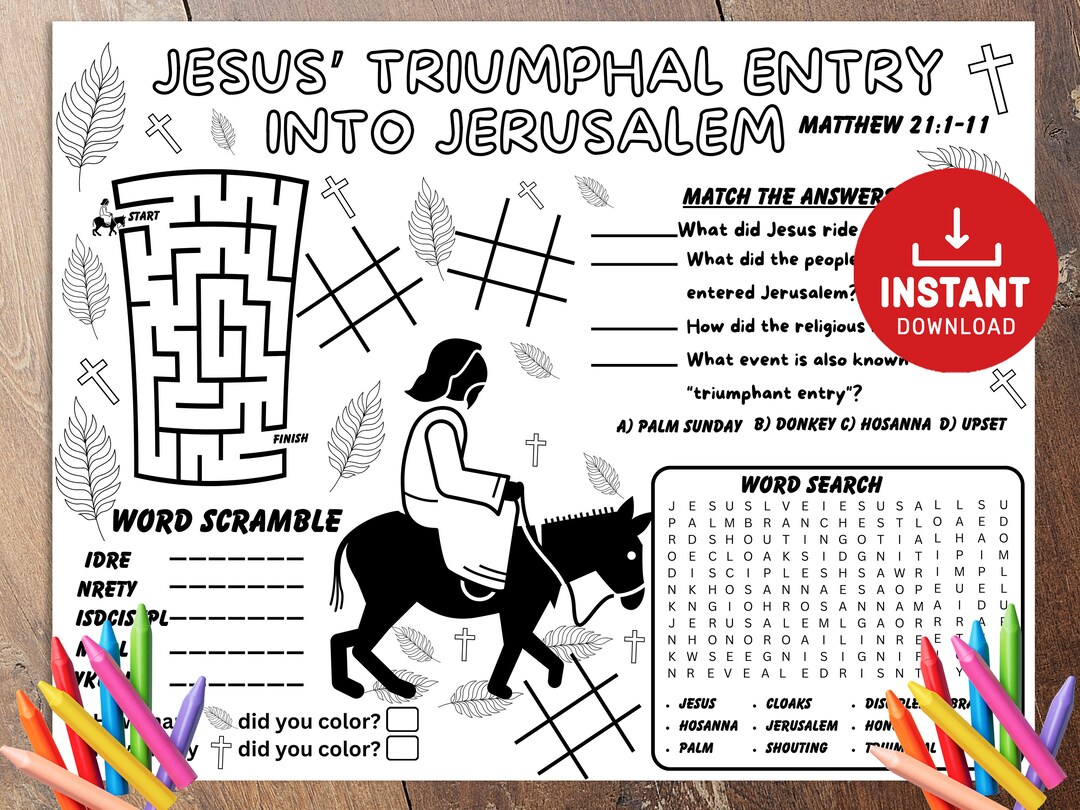 Palm Sunday Activities, Jesus Palm Sunday, Triumphant Entry to ...