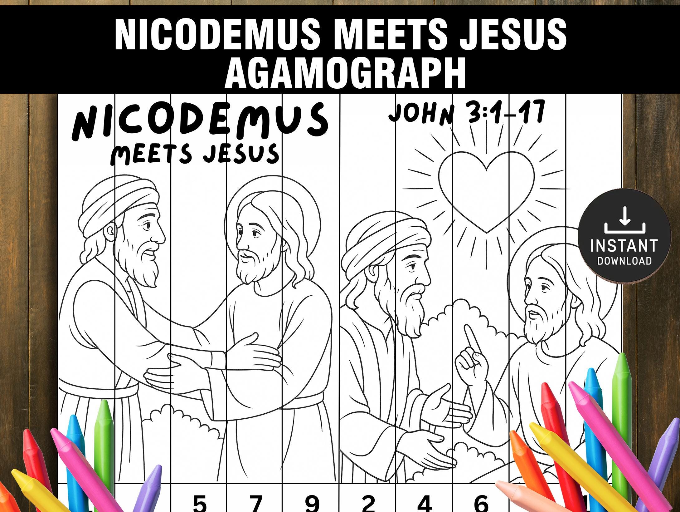 Nicodemus Meets Jesus Agamograph, Bible Story Craft, Bible Lesson ...