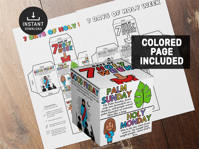 Easter Story Coloring Cube, Easter Bible Story Sunday School Craft ...