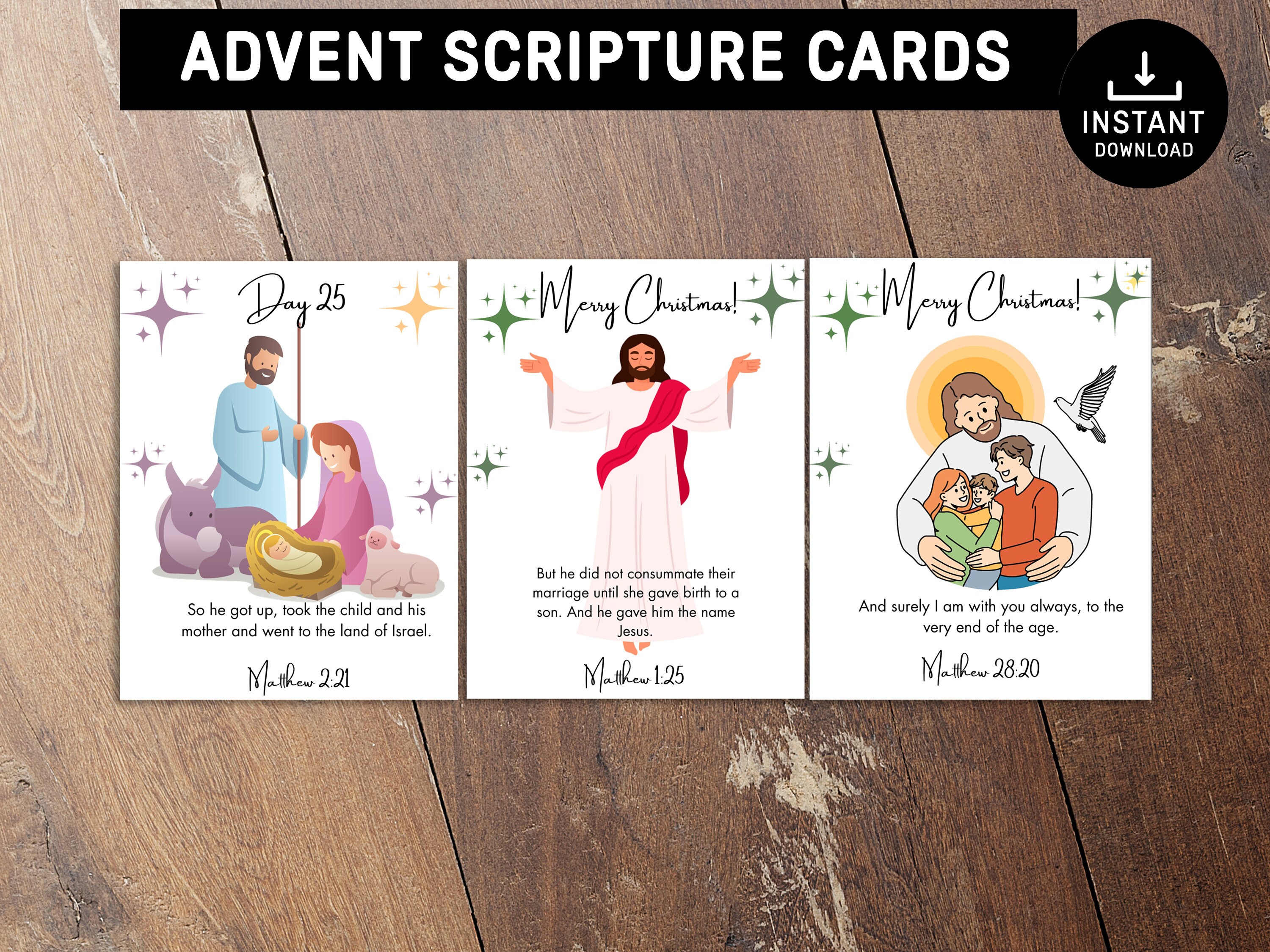 Advent Scripture Cards, Advent Calendar, Watercolor, Floral, Nativity ...